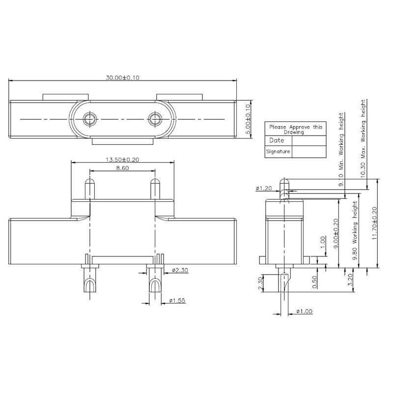 Solder Cup Pogo Pin Connector 2D/3D Drawing