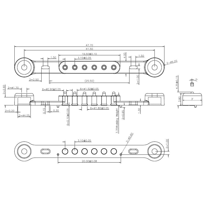 SMD/SMT Pogo Pin Connector 2D/3D Drawing